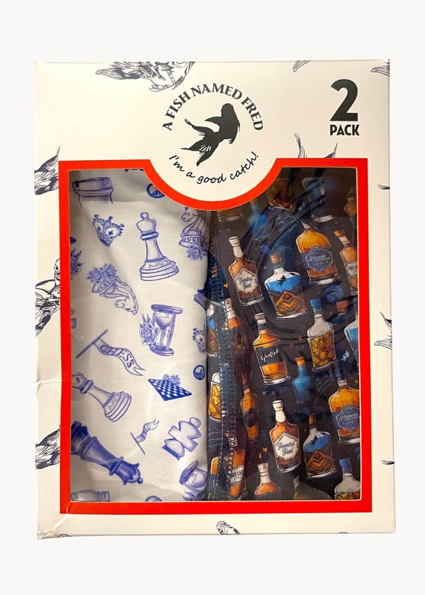 A Fish Named Fred Chess & Bottles Set 2 Boxers Underwear - www.succubus.nl
